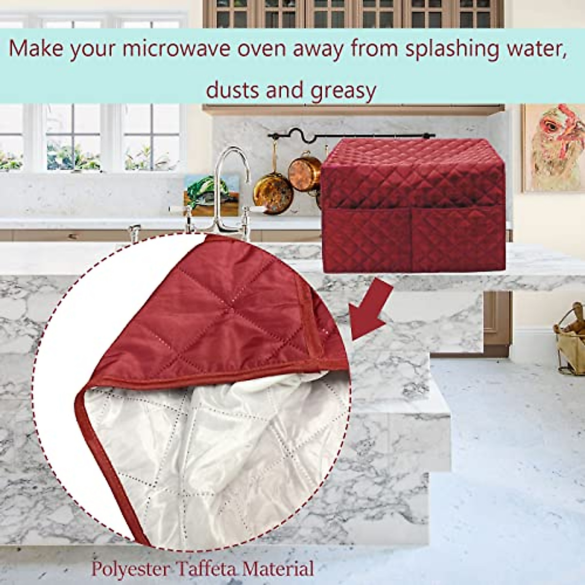 Becony Convection Toaster Oven Cover - Smart Microwave Oven Protector Waterproof Dustproof and Stain Resistant,Outdoor Kitchen Accessories(Red)