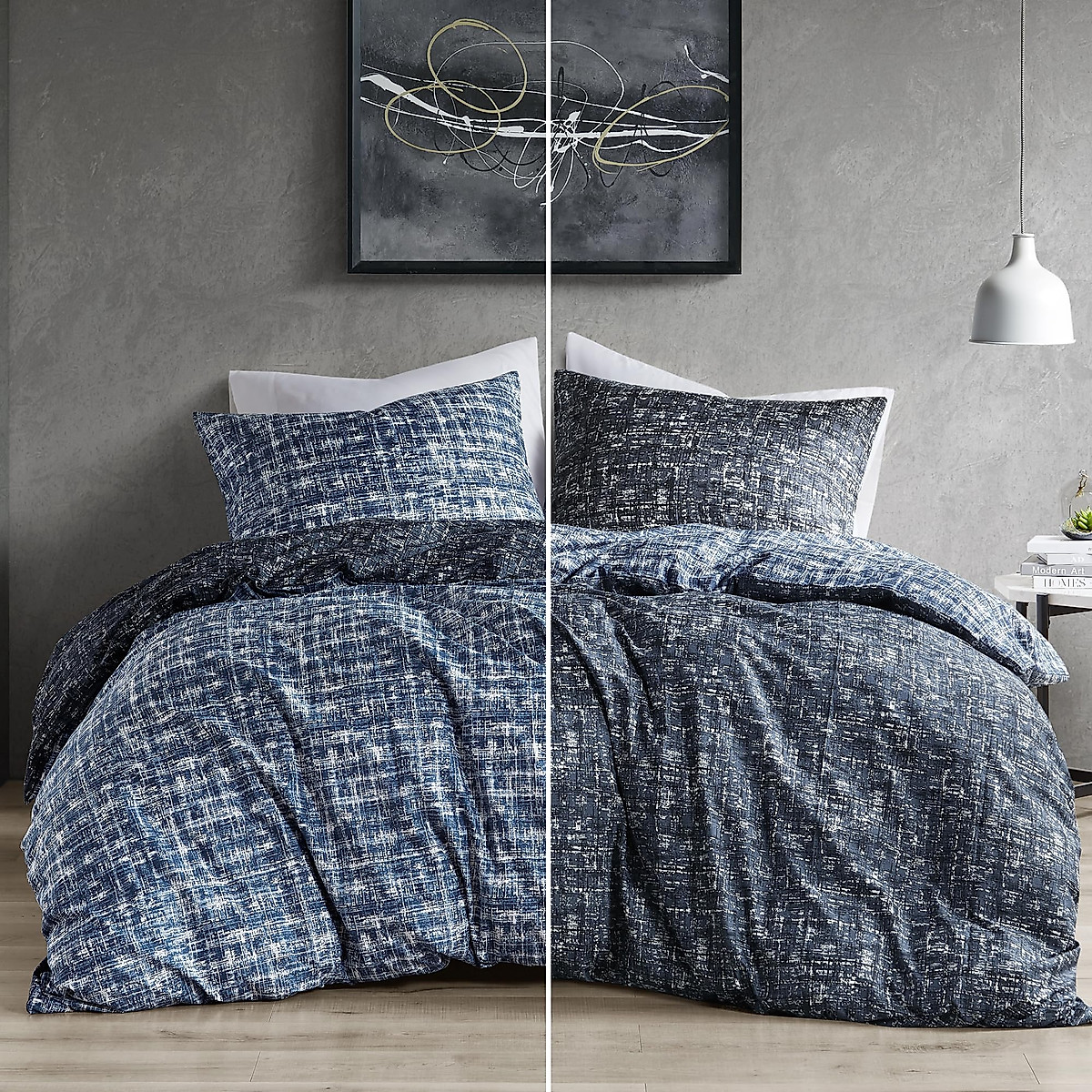 Comfort Spaces Twin Comforter Set - Blue Dorm Bedding for All Season, Ultra Soft 2 Pieces Reversible Comforter with 1 Matching Sham,Easy Care, Machine Washable, Twin/Twin XL