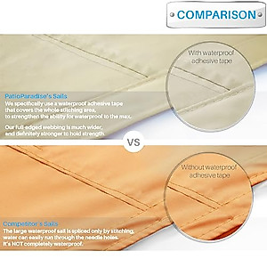 Patio Paradise 10' x 15' Ft Waterproof Sun Shade Sail High-Density Shade Cloth Light Grey Rectangle UV Block Durable Awning Canopy Outdoor Garden Backyard