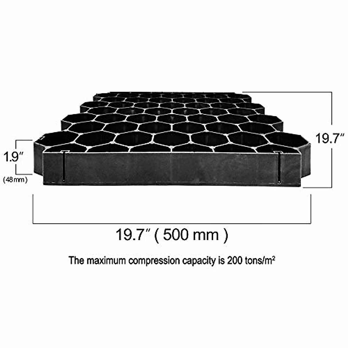 Techno Earth ( 1.9" Depth Permeable Grass Pavers for Your Grass Parking Lots, Access Roads, driveways, fire Lanes, RV and Boat Storage Pads - (Pack of 4-11 Sf) (Black)