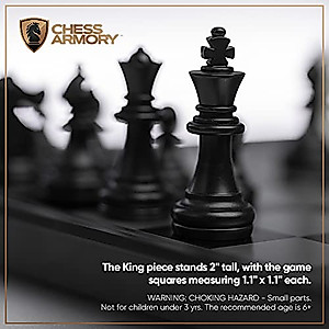 Chess Armory Travel Set 9.5" x 9.5"- Mini for Kids with Folding Magnetic Board Storage Box, & 2 Extra Queen Pieces - Portable Game