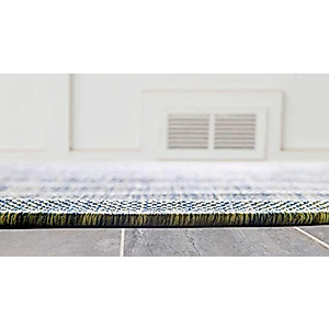 Unique Loom Modern Collection Gradient, Distressed, Vintage, Abstract, Indoor and Outdoor Area Rug, 2 ft x 6 ft, Green/Beige