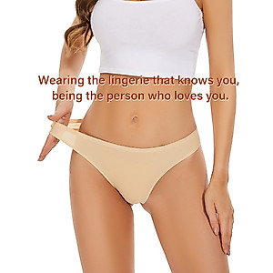 Sunm Boutique 6 Pack Seamless Thongs for Women No Show Thongs Nylon Stretch Thong Panties Underwear XS-XXL