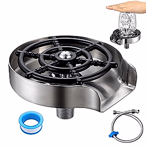 Stainless Steel Glass Rinser for Kitchen Sink, Home Bar Cup Washer for Wine glass, Baby Bottle Efficient Cleaner.