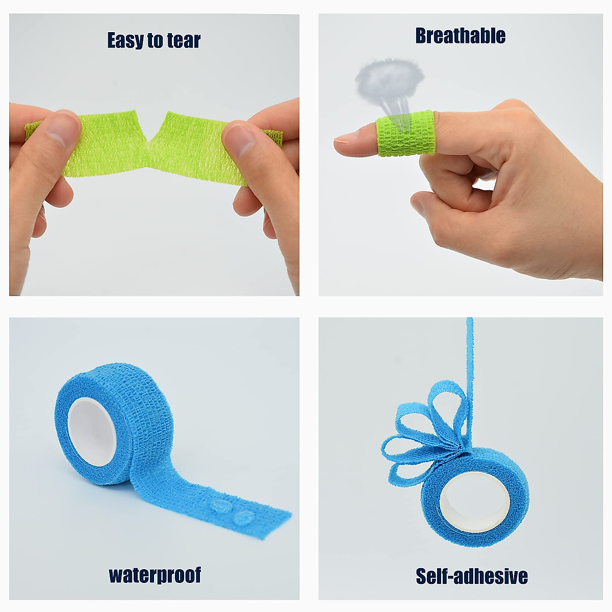 Yuronam 18 Pack Self Adhesive Bandage Wrap Stretch Self Adherent Tape for Sports, Finger, Wrist, Ankle, Breathable Cohesive Vet Tape for Pets (18 Colors,1 Inch x 5 Yards/Roll)