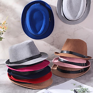 Liitrsh 16 Pcs Short Brim Trilby Hats for Men Women Classic Panama Hats with Belt Summer Hats Vintage Dress Hats for 1920s Party Wedding Accessories, 16 Colors Beach Hats