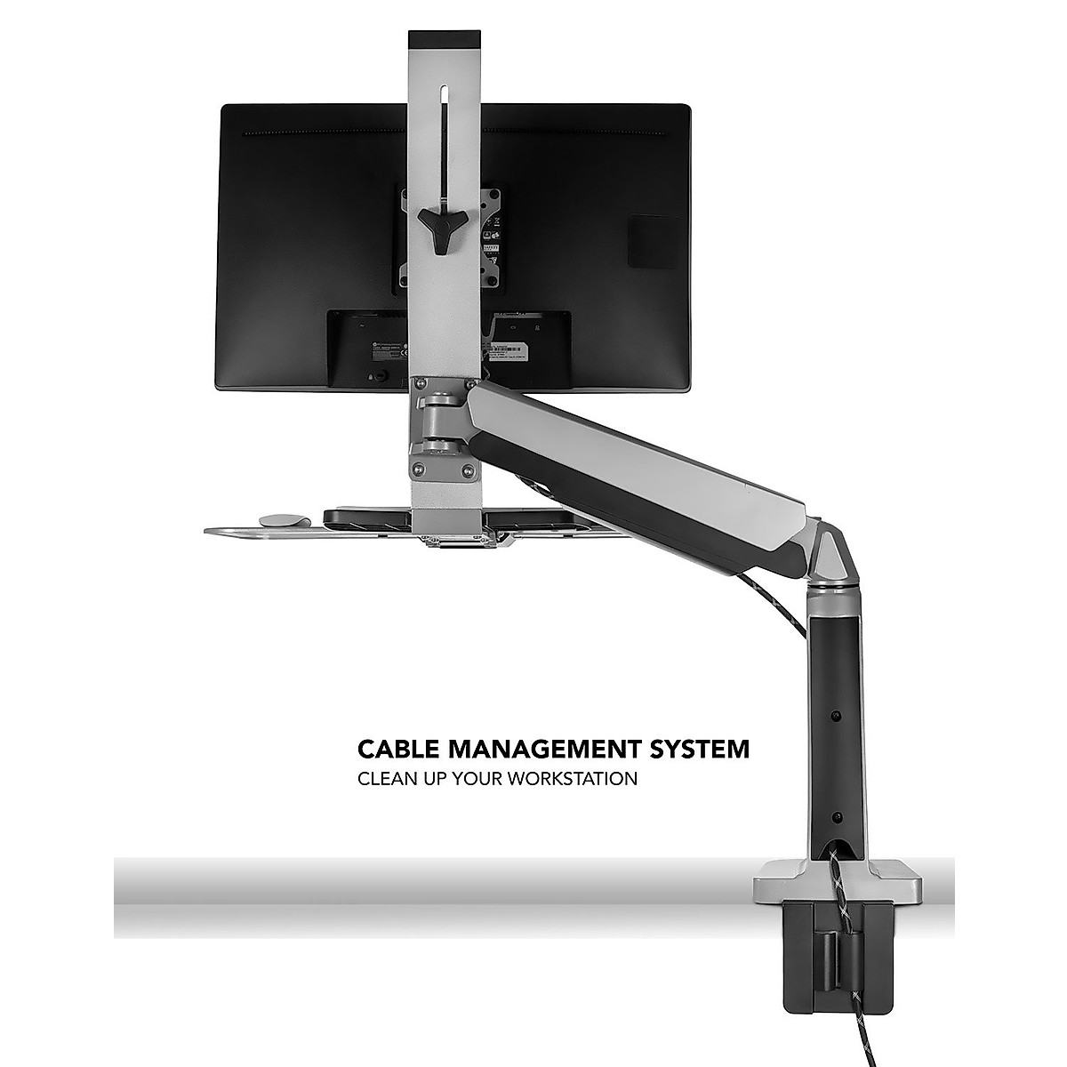 Mount-It! Sit Stand Workstation for Single Monitor and Keyboard - Height Adjustable Standing Desk Mount with Monitor Mount and Keyboard Tray