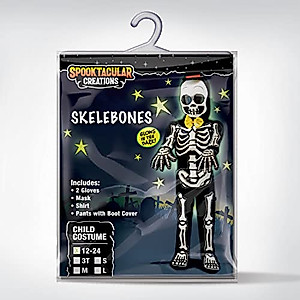 Spooktacular Creations Skelebones Costume (Large (10-12yr)) Black