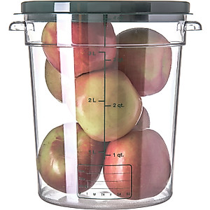 Carlisle FoodService Products Storplus Round Food Storage Container with Stackable Design for Catering, Buffets, Restaurants, Polycarbonate (Pc), 4 Quart, Clear, (Pack of 12)