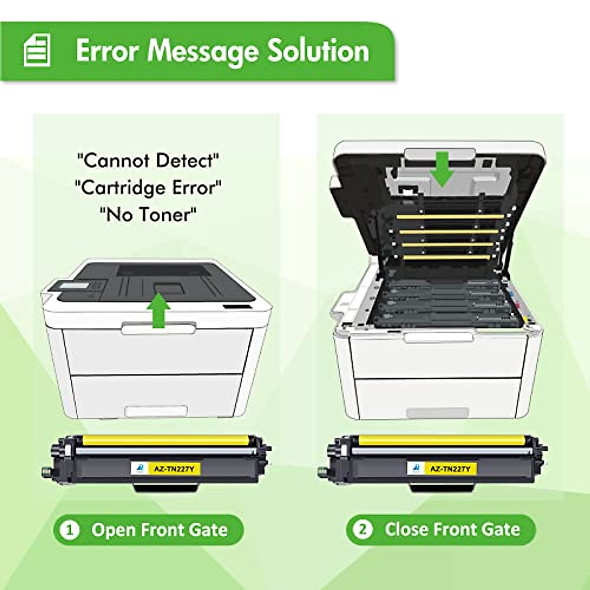 Aztech Compatible TN227 TN227Y Toner: Cartridge Replacement for Brother TN227 TN227Y TN-227Y TN223Y MFC-L3750CDW MFC-L3770CDW HL-L3290CDW HL-L3270CDW HL-L3230CDW HL-L3210CW Printer (Yellow, 1-Pack)