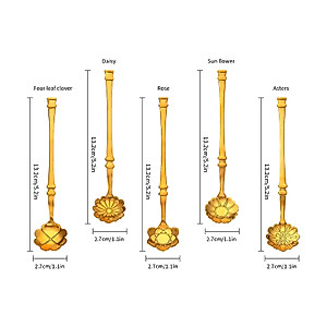 10 Pcs Flower Spoon Coffee Teaspoon Set, Stainless Steel Tableware Creative Dessert Spoons Sugar Spoon Coffee Spoon Teaspoon Ice-Cream Spoon Mixing Spoon Stir Bar Spoon Ice Tea Spoon (Gold)