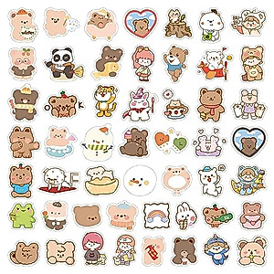 100 Pcs Cute Bear Stickers for Kids, Reusable Vinyl Waterproof Stickers for Laptop, Bumper, Skateboard, Water Bottles, Computer, Phones, Animal Stickers for Kids Teens