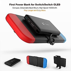Antank Gulikit Attached Power Bank for Switch, 10000mAh 5V/3A Fast Charging Portable Charger, Rechargeable Backup Battery Pack Charging Case Compatible with Switch for Extending 10+ Playing Hours