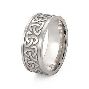 SIPURIS Celtic Trinity Knot Ring Witches Knot Irish Triquetra Knot Spinner Ring Stainless Steel Nordic Viking Ring Band Jewelry for Men,Women (10, Sliver2)
