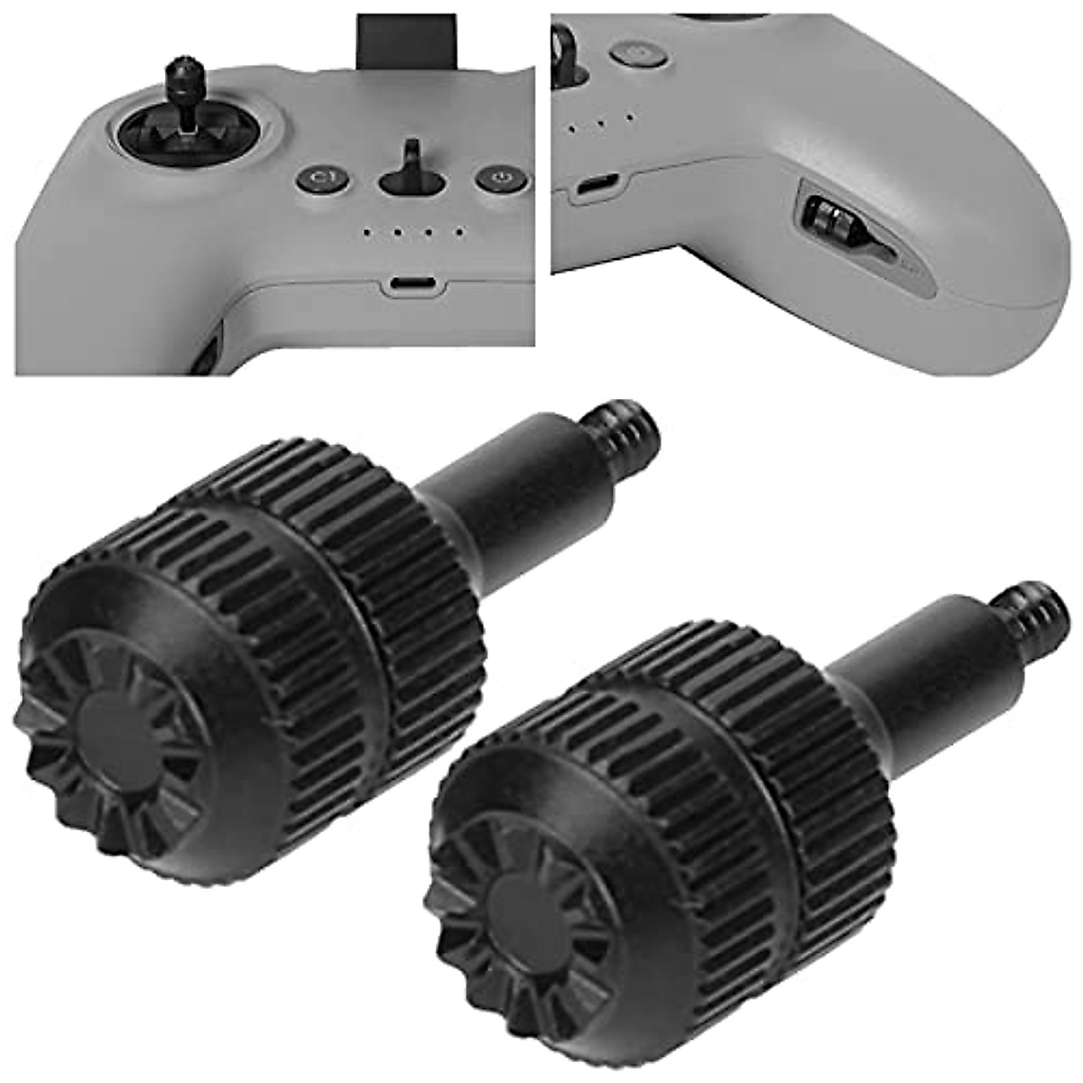 01 02 015 FPV Drone Controller Joysticks, CNC Aluminium Alloy Beautiful 2PCS Aluminum Controller Joysticks for Model Airplane Accessories for Metal Joystick Protector(Black)