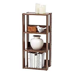 IRIS USA OWR-400BR 3-Shelf Open Wood Shelving Unit, Medium, Brown