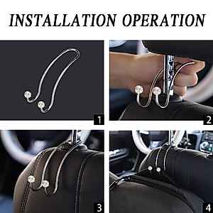SAVORI Auto Hooks Bling Car Hangers Organizer Seat Headrest Hooks Strong and Durable Backseat Hanger Storage Universal for SUV Truck Vehicle 2 Pack (White)