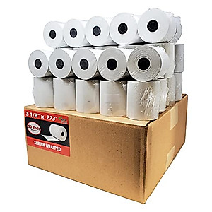 BuyRegisterRolls - (50 GSM Red Shrink Wrap) 3-1/8" x 273' (50 POS Rolls) Honeycomb Core BPA Free Premium A Grade PoS Thermal Receipt Printer Paper
