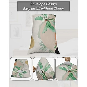 Hokiten Standard Size Pillow Cases Set of 2 - Boho Geometric Microfiber Soft Pillowcases with Envelop Closure, Summer Botanical Middle Century Abstract Rustic Lumbar Pillow Cover for Sofa, 20x26 in