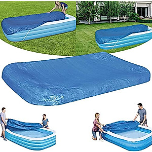 Rectangle Pool Cover, Easy Set Up Rectangle Inflatable Swimming Pool Cover Dustproof Pools Protector, Fits 102 in x 67 in Frame Pool and Solar Pool Cover for Garden Outdoor Pools Cover(8.5ft X 5.6ft)