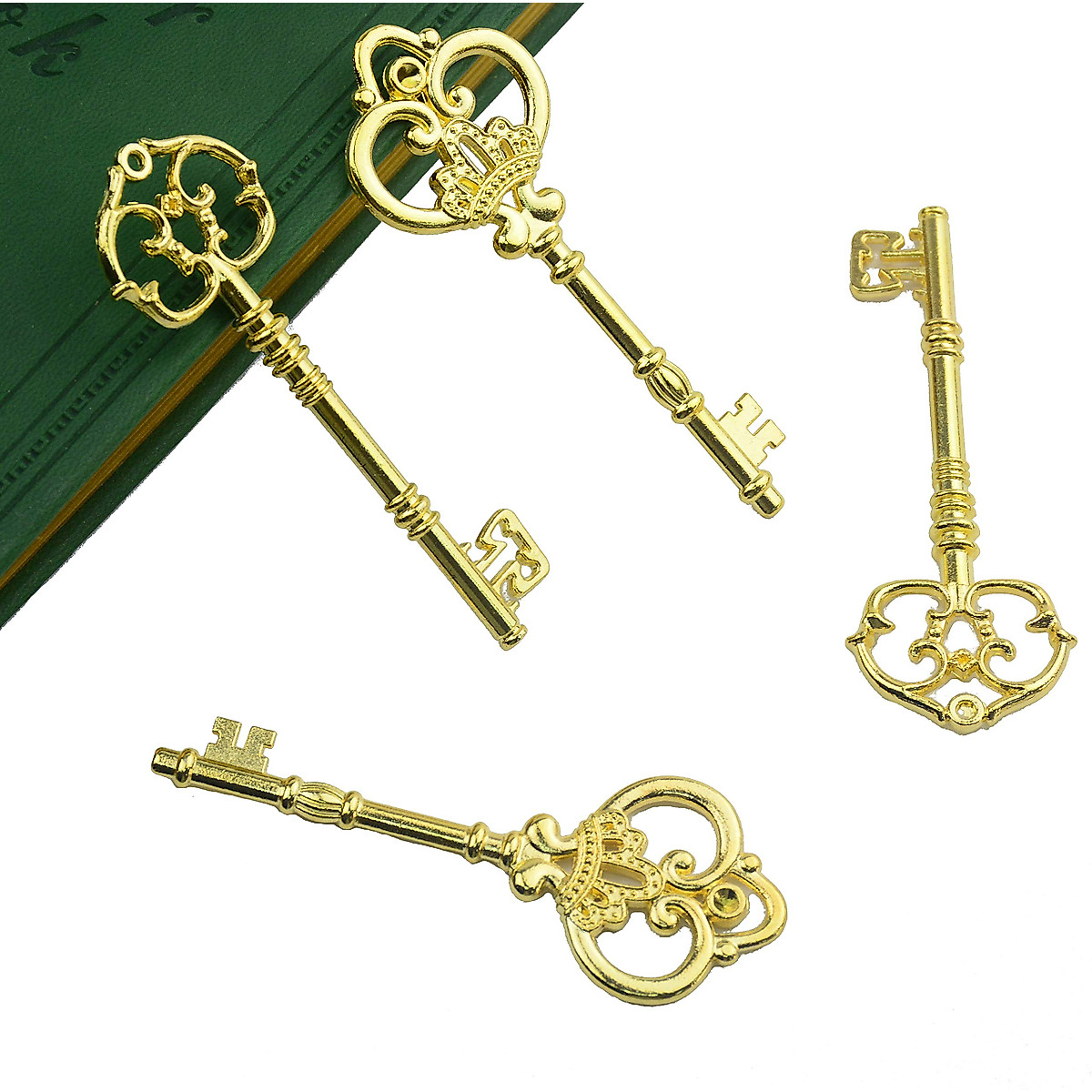 Makhry Mixed 20 Extra Large Gold Finish Skeleton Keys Rustic Key for Wedding Decoration Favor(Gold)