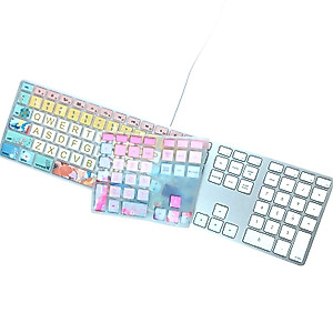 Silicone Keyboard Cover Skin for Apple iMac Keyboard with Numeric Keypad Wired USB MB110LL/B(Model: A1243), Cute Print, US Layout, Litter Flowers