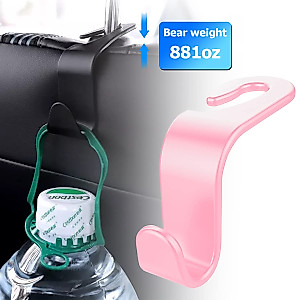 Moly Magnolia Car Seat Headrest Hook, 4PCS Multifunctional Auto Backseat Hangers, Vehicle Storage Organizer for Purse, Coat, Umbrella, Grocery, Bag, Handbag (Pink)