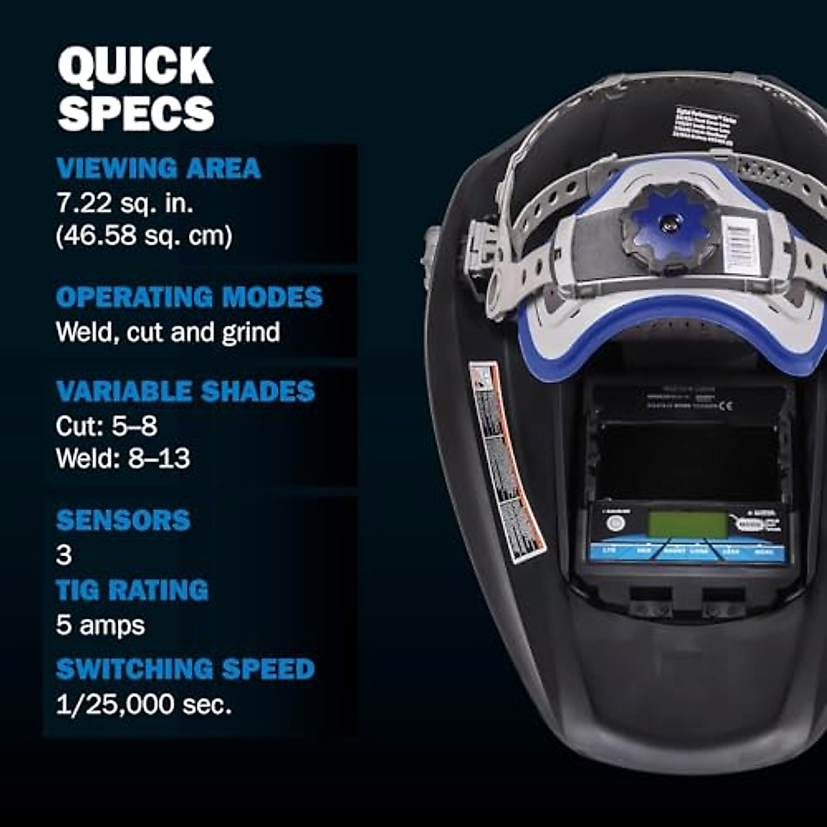 Miller Digital Performance Welding Helmet (Black) - Auto-Darkening Welding Helmet with Clearlight 2.0 Technology - Welding Hood with 7.22 in View - Lightweight Welding Mask with Color-Enhancing Optics
