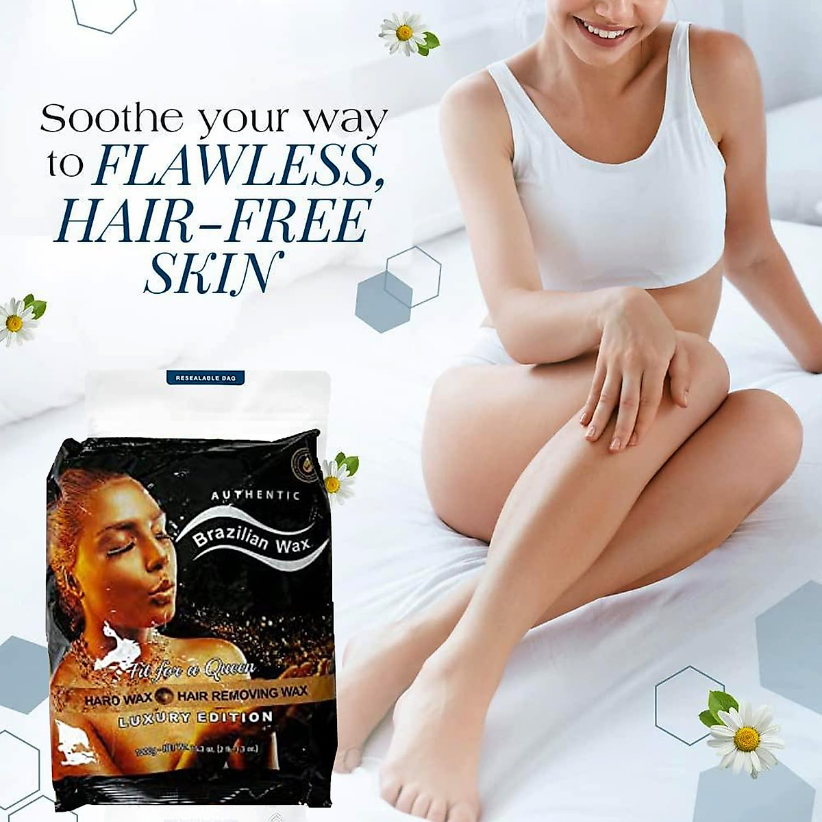 Brazilian Wax by Andreia Hard Wax - 35.3 oz./1kg bag - No Strip Hard Wax Beads - Gentle on All Skin Types - Effortless Body Wax for Hair Removal for Legs, Arms, Bikini, And Back