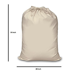 BIG EVENTS Cotton Laundry Bag for Clothes - Travel Organizer - Eco-Friendly 100% Pure Cotton Drawstring Bag - Large Size - Hanging Laundry Bag Foldable and Washable Laundry today or naked tomorrow