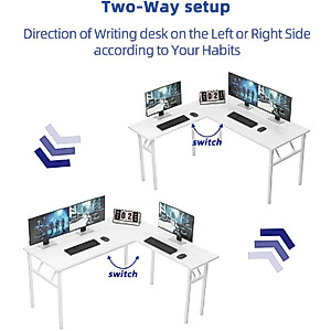 Need L Shaped Desk Computer Desk, Foldable L Desk Corner Desk L Shape Computer Desk Work Desk Home Office Workstation, White