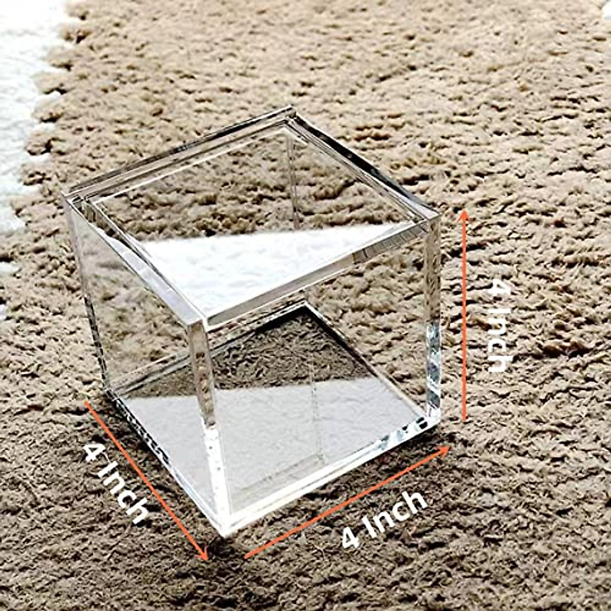 Acrylic Box,4 Packs 4x4x4 Inch Clear Boxes with Lids Transparent Display Square Cube Storage Organizer Containers Boxes Easter Party Cake Candy Box Wedding Birthday Decorative Boxes