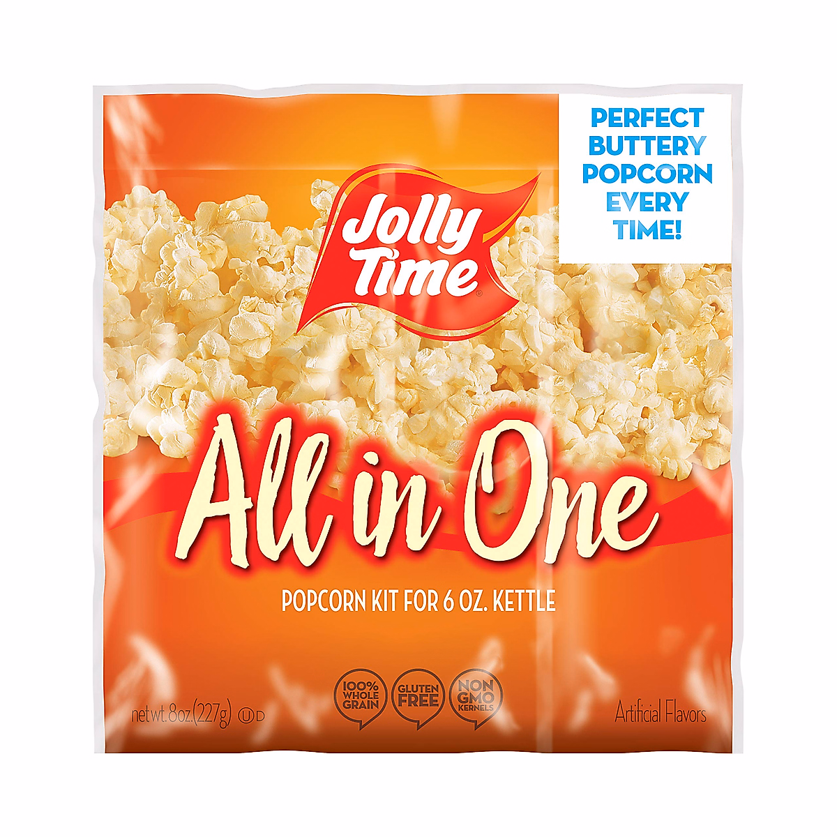 JOLLY TIME All in One Popcorn Kit, Portion Packets with Kernels, Oil and Salt for Movie Theater or Air Popper Machines (24 pack, 6oz Kettle)