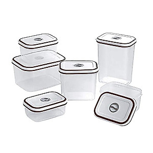 Lille Home Airtight Food Storage Container Set of 6, Kitchen & Pantry Organizer, Plastic Canister with Durable Lid, Leakproof, BPA Free, with Food Storing Date Indicator (Gray)