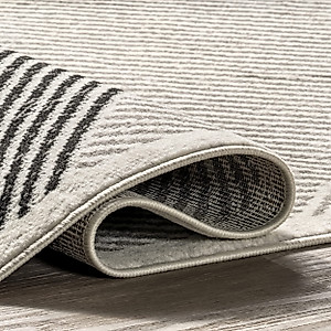 nuLOOM 12' x 15' Indoor Performance Area Rug, Stain-Resistnat, Pet and Kid Friendly, Durable, High-Traffic, Charline Grey/Ivory