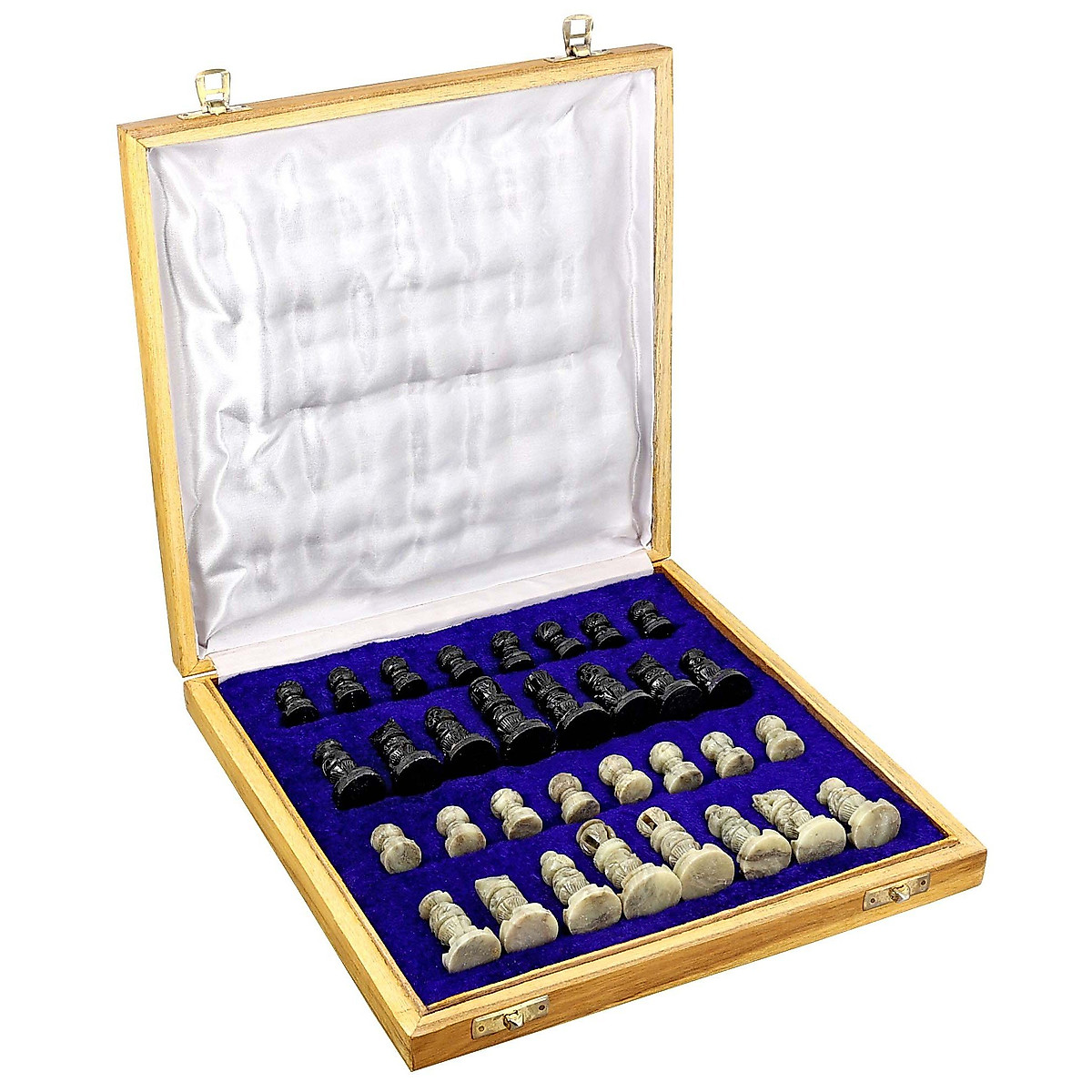 Ajuny Beautifully Crafted Unique Stone Art Chess Set Hand Carved Stone Pieces Board Size 10x10 Inches