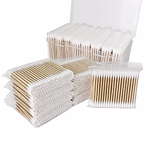 Organic Cotton Swabs 800 Count - Garrelett Natural Bamboo Cotton Buds For Ear - Ear Sticks with A Storage Box Included - Strong 100% Pure Cotton Stick for Arts & Crafts, Daily Cleaning