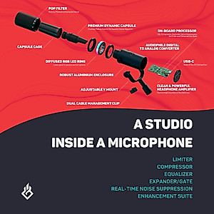 BEACN Dark Dynamic USB Mic for PC | Professional Microphone for Podcast, Gaming Mic, Streaming Mic | Studio-Quality Desk Mic for YouTube, Twitch, and Recording | Microphone for PC, Gaming & Streaming