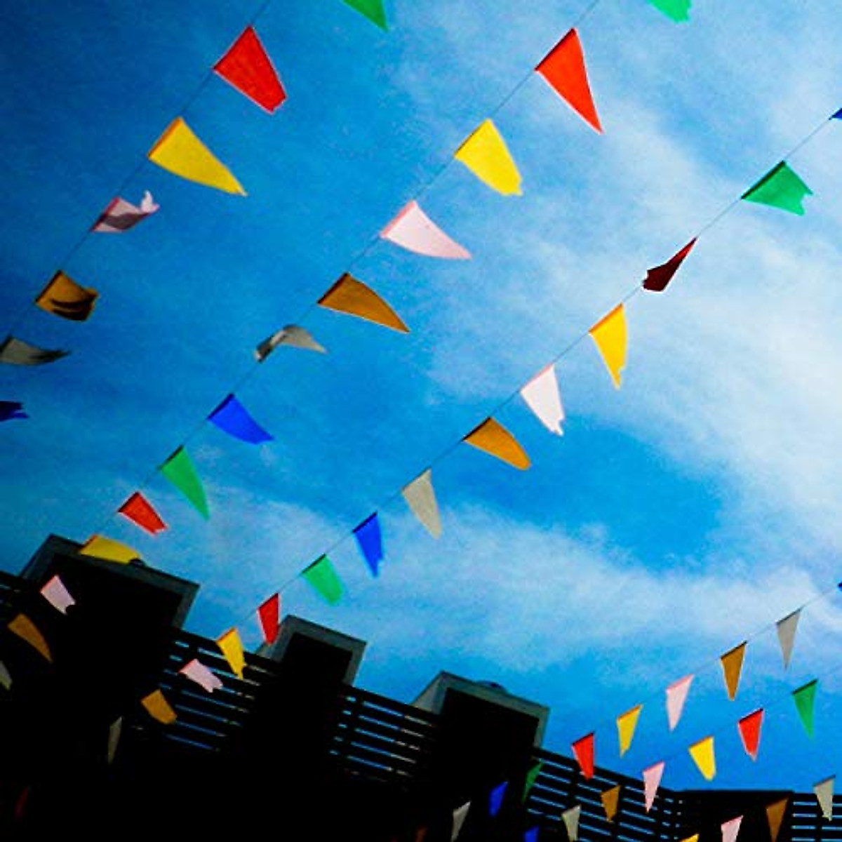 Vibrant 100-Foot Rainbow Pennant Banner for Celebrations