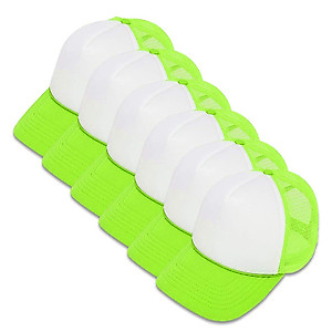 MR.R Sublimation Blank Polyester Mesh Cap Mesh Hat Two Tone Trucker Summer Mesh Cap with Adjustable Snapback,Green,6 Pieces per Pack