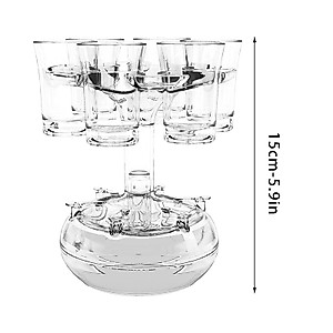 Viadha Shot Glass Dispenser and Holder Set, Adjustable Party Fancy Drink Dispenser, Multiple Shot Pourer with 6 Shot Glasses for Cocktail, Wine, Juice - Fun Gift Choice