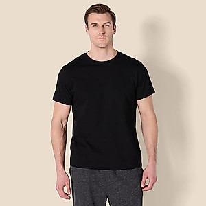 Amazon Essentials Men's Crew Neck T-Shirts, Pack of 6, Versatile Basics, Large, Black