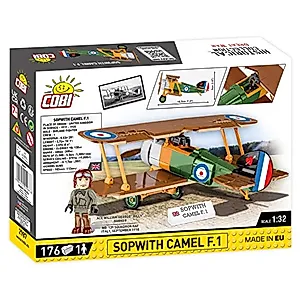 COBI Historical Collection Great War Sopwith F.1 Camel Plane, Multicolor, 175 pieces