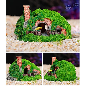 DUGUWEI Aquarium Decoration Small Animal Hideout House Fish Tank Ornament Reptile & Insect Shelter Cage (5.5''x4.7''x3.4'')