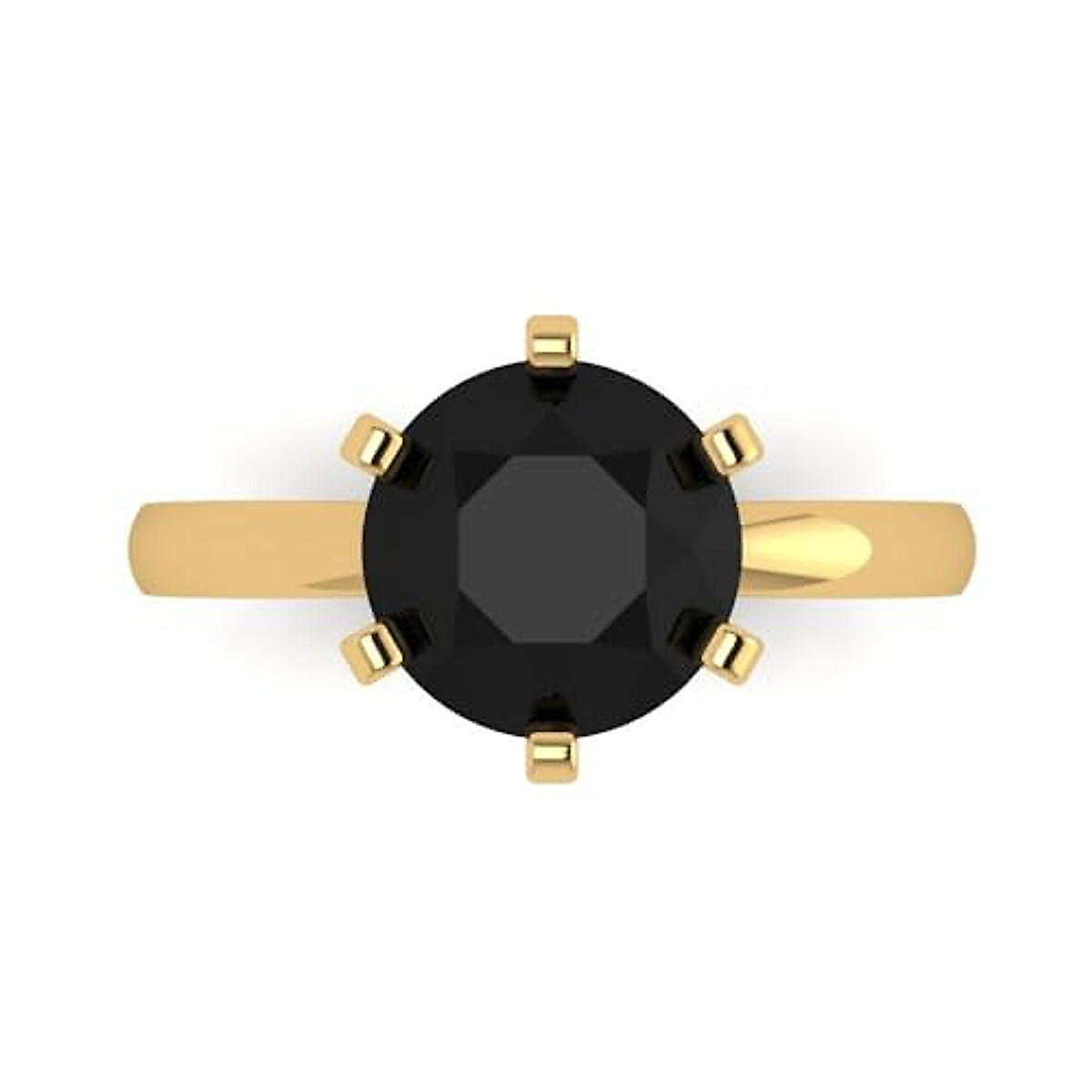 3 ct Round Cut Solitaire Natural Black Onyx Excellent Engagement Bridal Promise Anniversary Ring 18K Yellow Gold Size 5.75