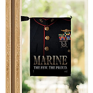 Dress Blue Marine Garden Flag - Set Mailbox Hanger Armed Forces Corps USMC Semper Fi United State American Military Veteran Retire Official - House Banner Small Yard Gift Double-Sided 13 X 18.5