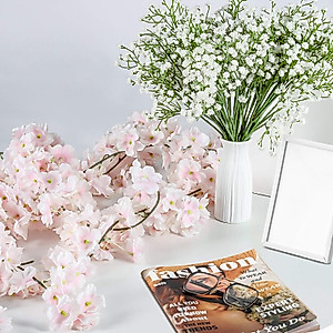 MAQIHAN 2PCS Cherry Blossom Garland - Hanging Cherry Blossom Vines Artificial Flowers Garland Sakura Vines Flower Decor for Wedding Party Decoration