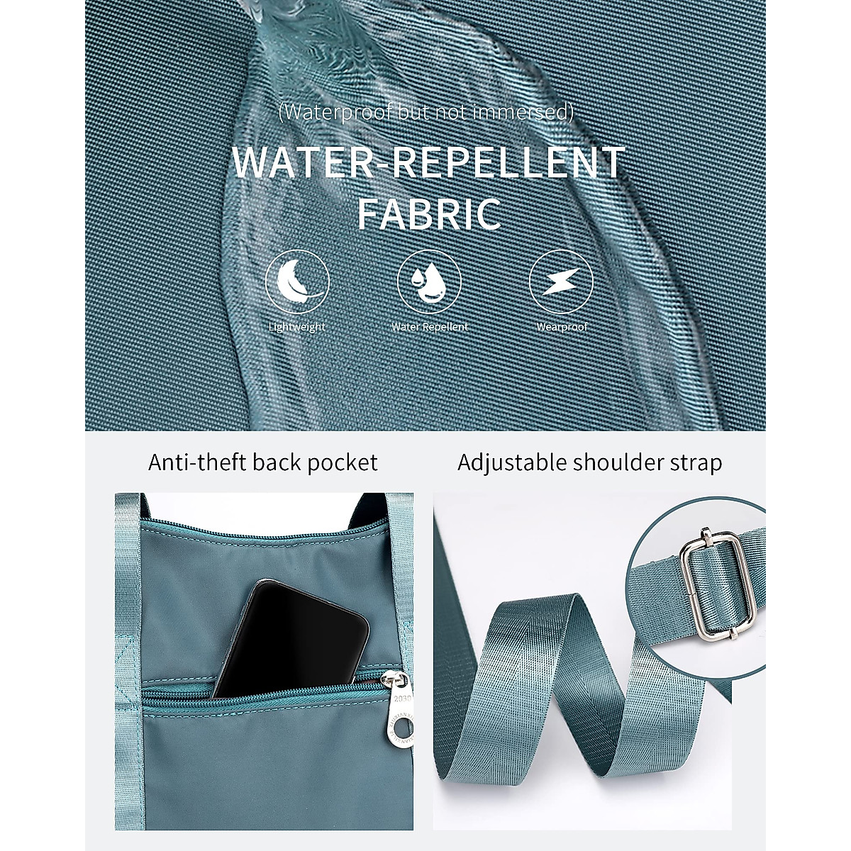 LIVACASA Large Waterproof Tote Bag for Women,Multi-Pockets Shoulder Hobo Crossbody Bag with Zipper and Top Handle