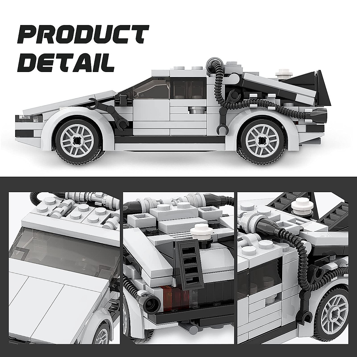 Tenhorses Delorean Time Machine Building Set, Back to Future Building Brick Toys, Classic Movie Model Car in Minifig Scale, Time-Traveling Building Model Toys Gift for Fans and Kids(208 Pieces)