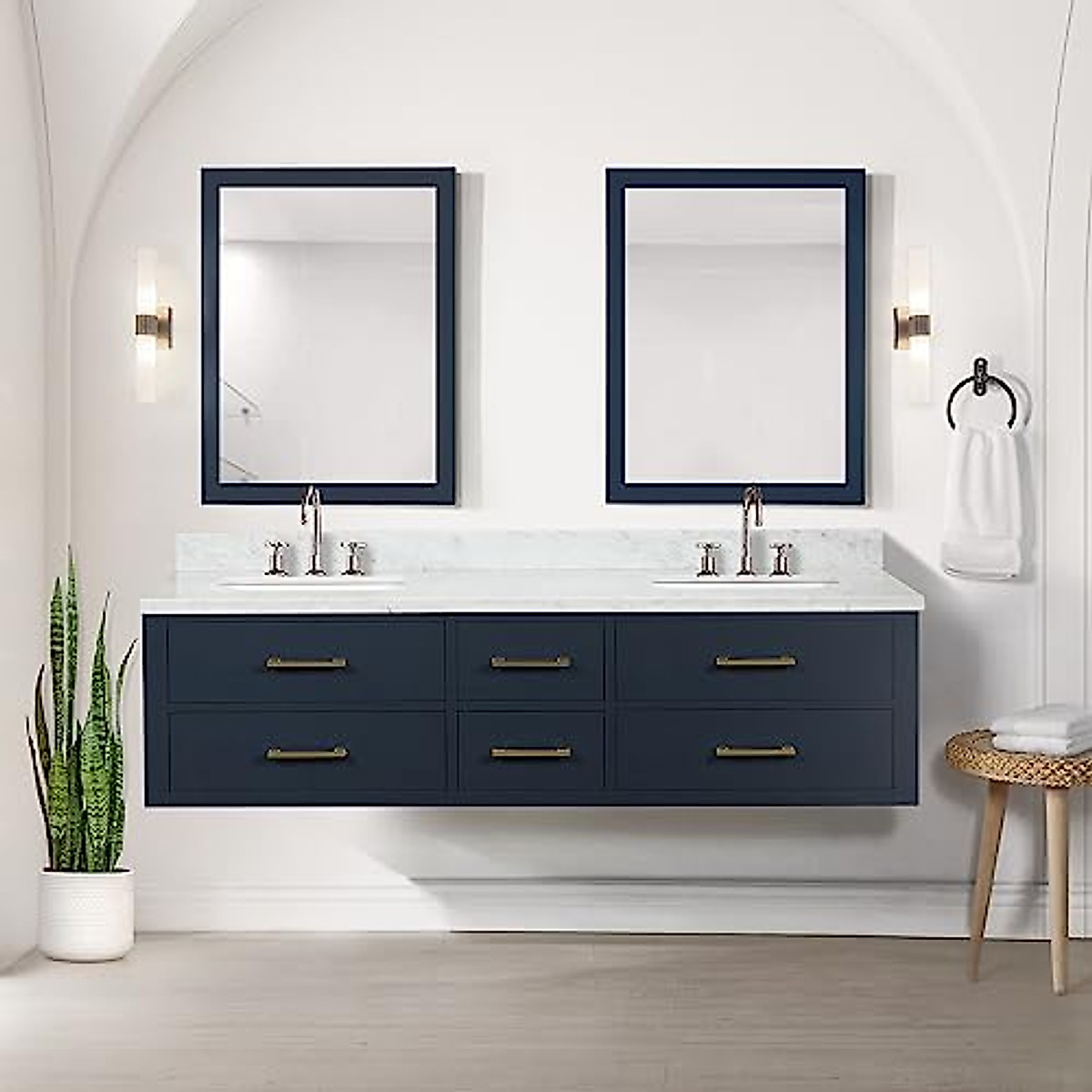 Bell+Modern Tuckerton 72 in W x 22 in D Blue Double Bath Vanity and Carrara Marble Top